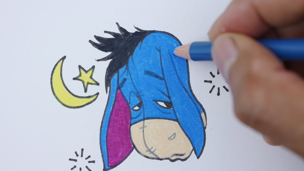 Drawing eeyore from poor. #005 곰돌이 푸우 이요르 그리기, 색칠하기. 당나귀. - YouTube