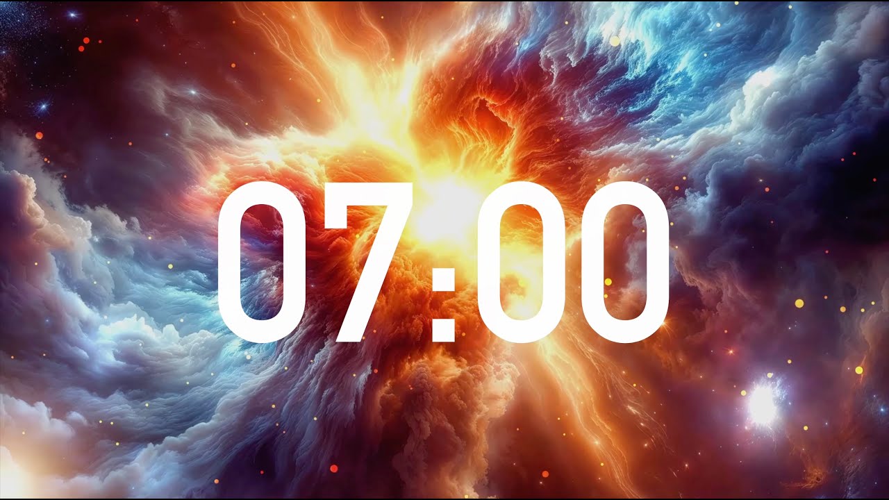 7 Minute Countdown Timer with Alarm and Deep Space Ambient Music (4K ...