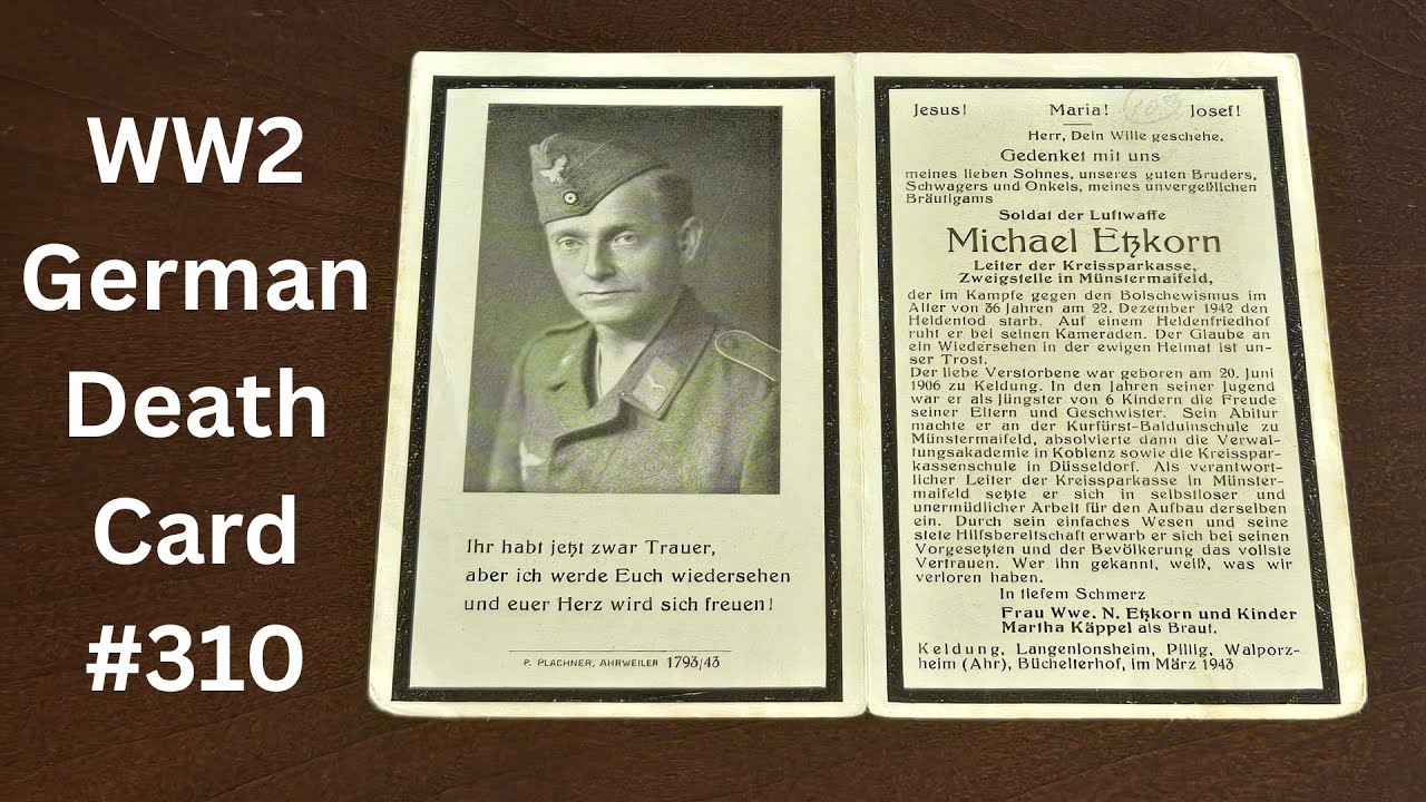 WW2 German Death Card #310 - YouTube