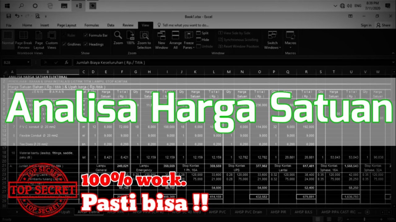 analisa harga satuan - cara membuat penawaran harga instalasi listrik mep | tutorial excel ahs ...