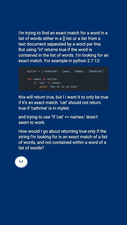 Python how to find exact match in a list and not just contained in a word within list #shorts ...