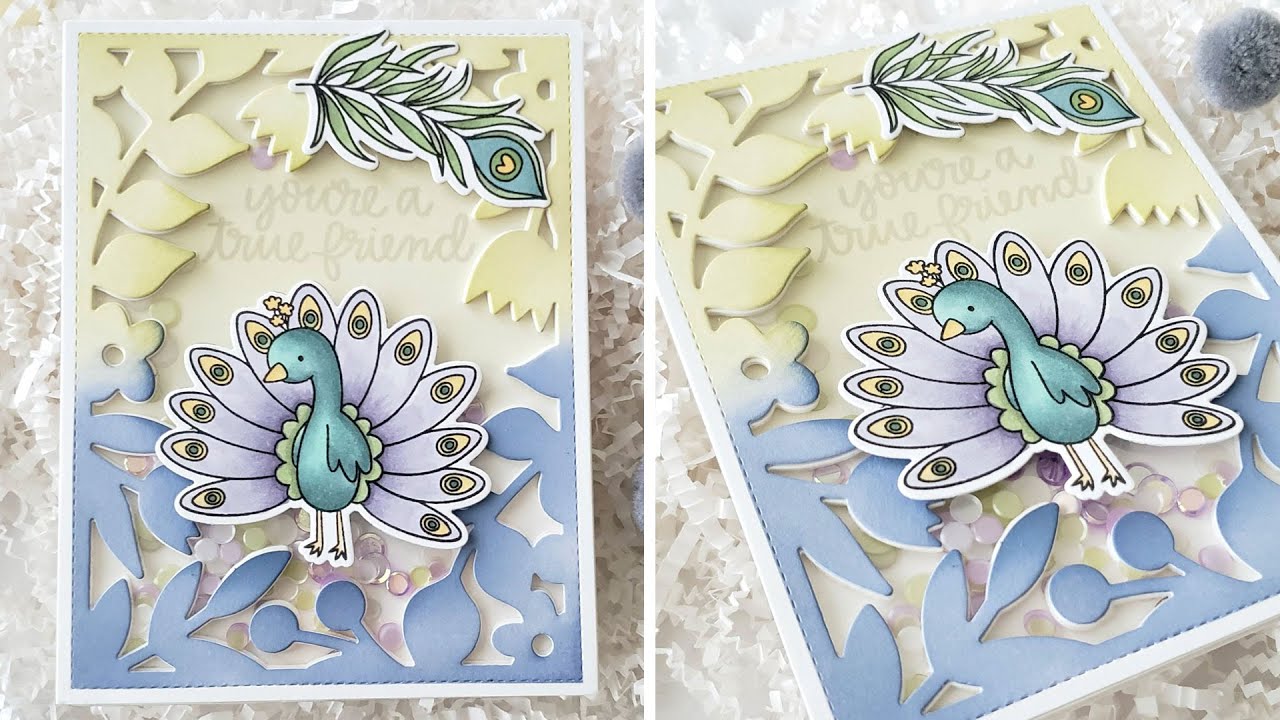 Peacock Friends Shaker Card by Pretty Pink Posh - YouTube