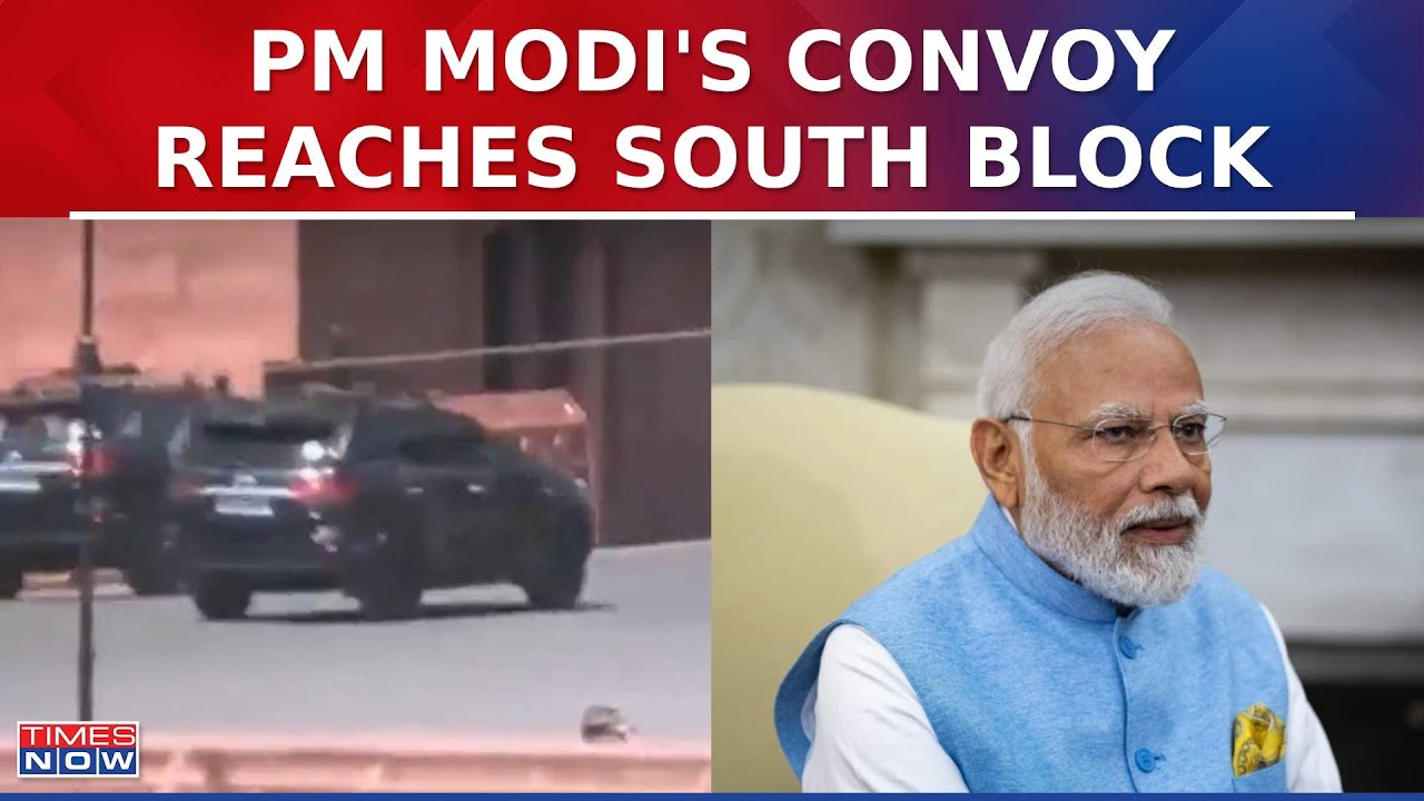 Prime Minister Modi's Convoy Reaches South Block In Delhi, First ...