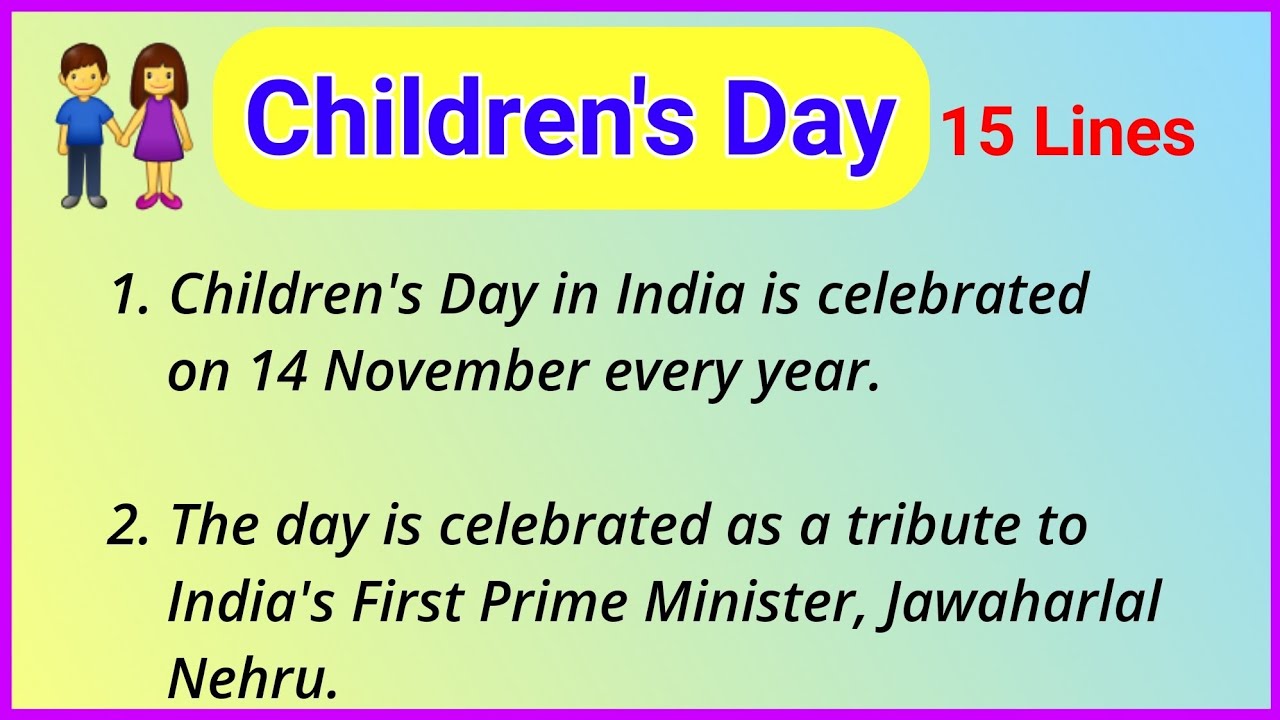 Children's Day 15 Lines Essay Writing !!Speech on Children's Day ...