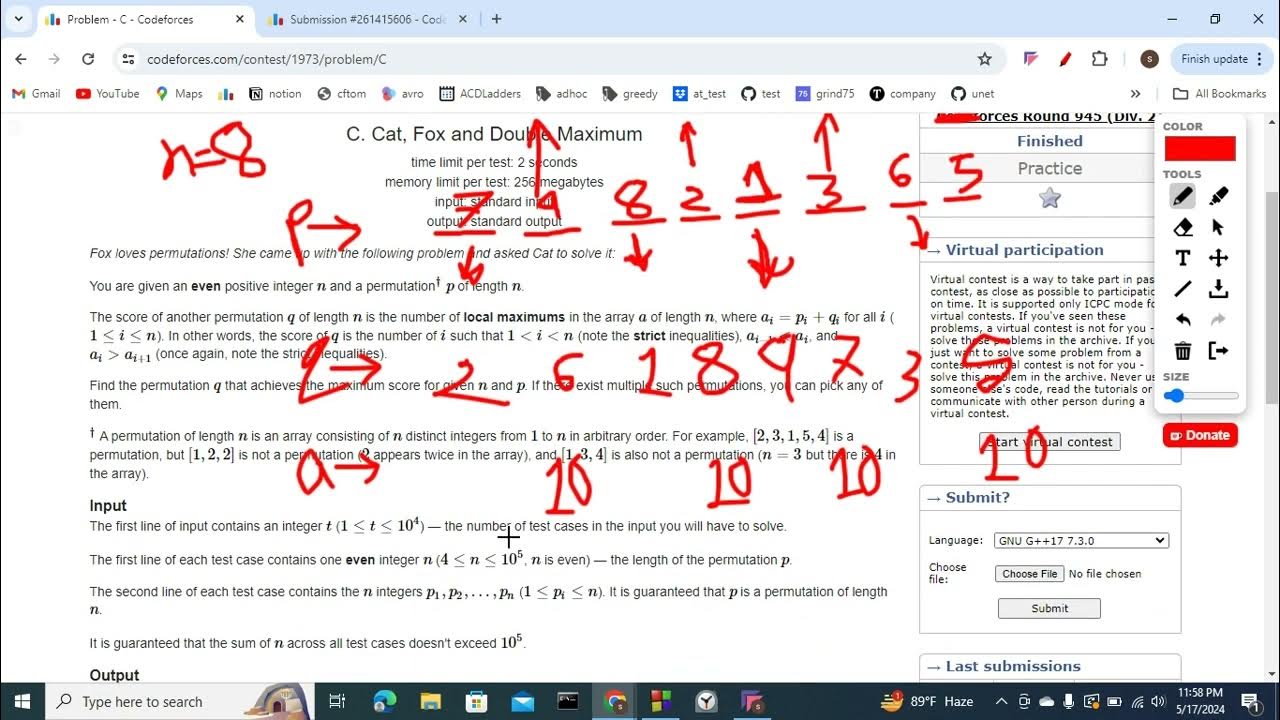 C. Cat, Fox and Double Maximum || Codeforces Round 945 (Div 2) C - YouTube