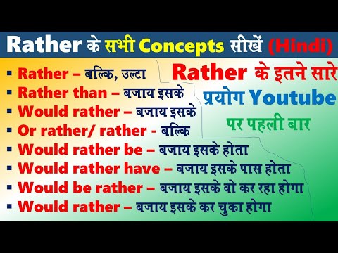 Use of Rather, Rather than, Would rather in English Speaking | Rather ...