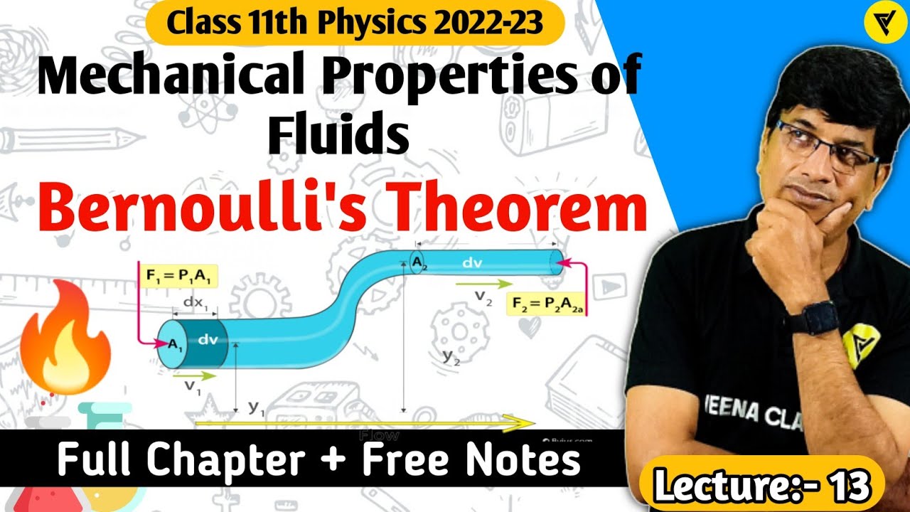 Bernoulli's Theorem Class 11 Physics || Mechanical Properties of Fluids ...