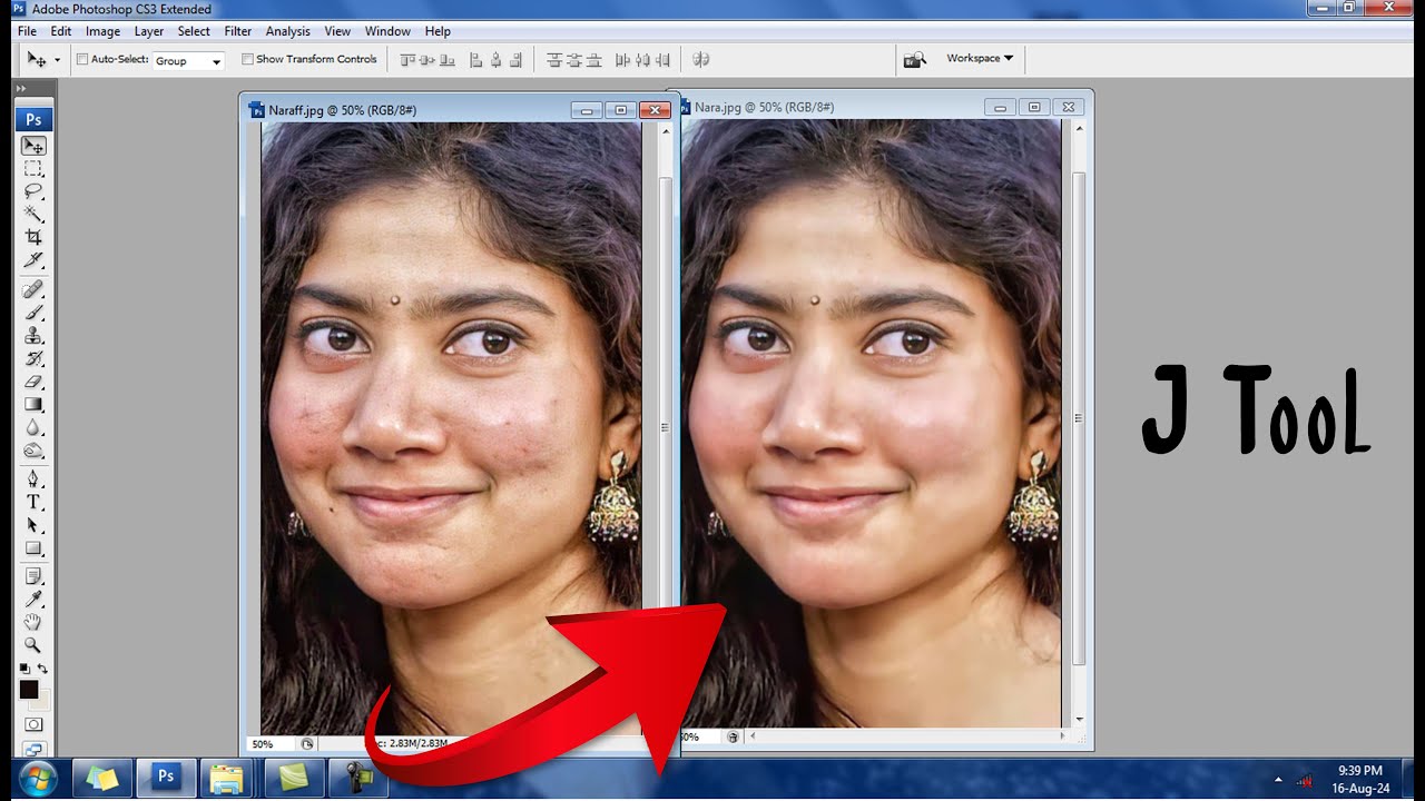 how to work J Tool in photoshop - YouTube
