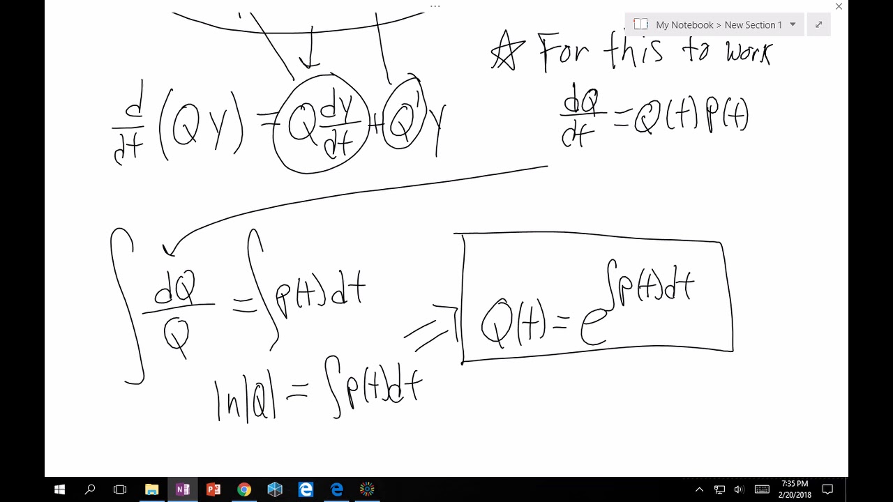 2.2 First Order Linear Integrating Factor - YouTube