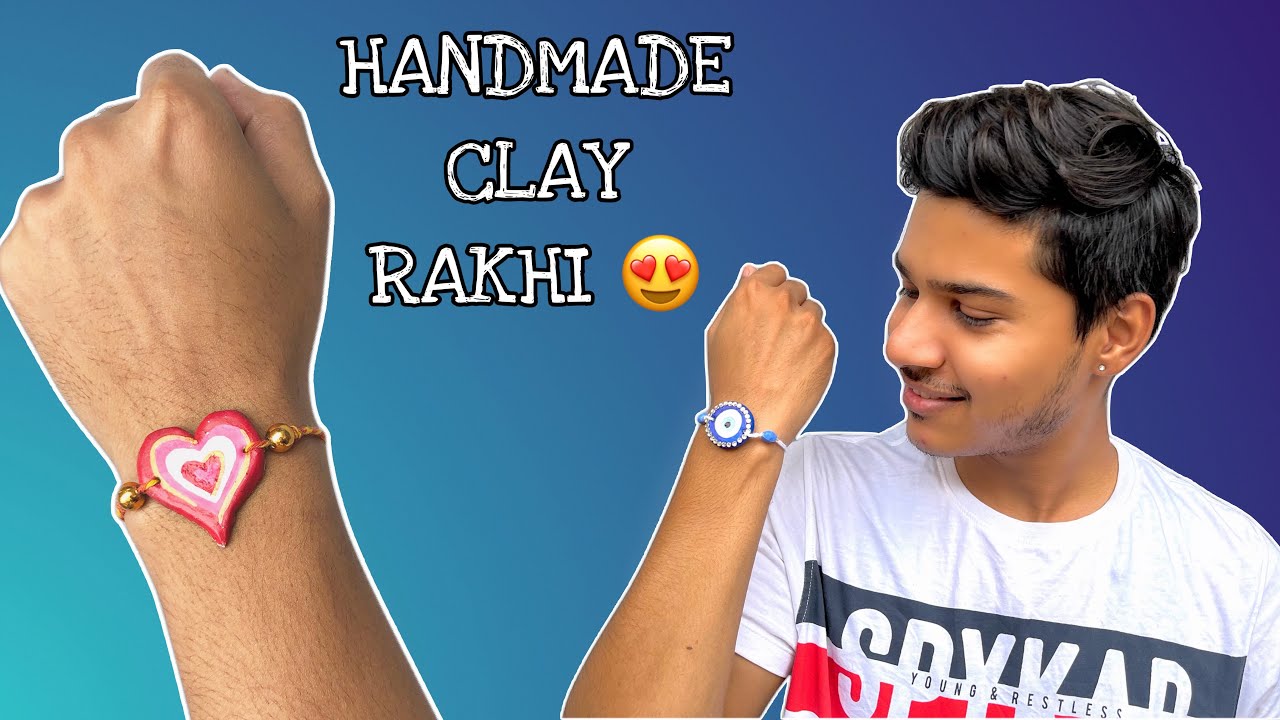 Handmade clay rakhi | diy rakhi making | mouldit clay rakhi - YouTube