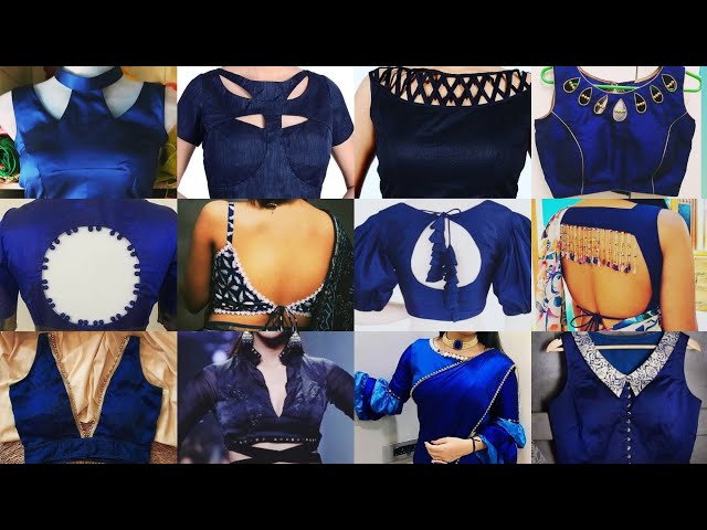 Navy Blue Blouse Designs Buy Navy Blue Blouse With Golden Embroidery