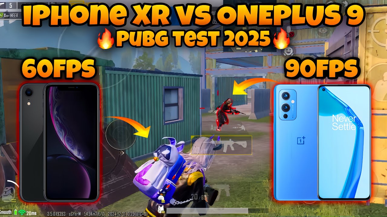 🥵IPHONE XR VS ONEPLUS 9 | 60FPS VS 90FPS | 1V1 TDM / PUBG TEST 2025 🔥 ...