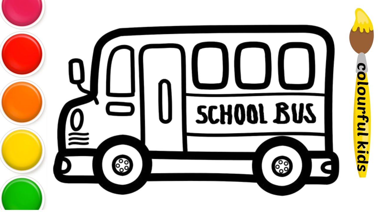 Cute Bus Drawing, painting, and coloring for kids & toddler / Easy ...