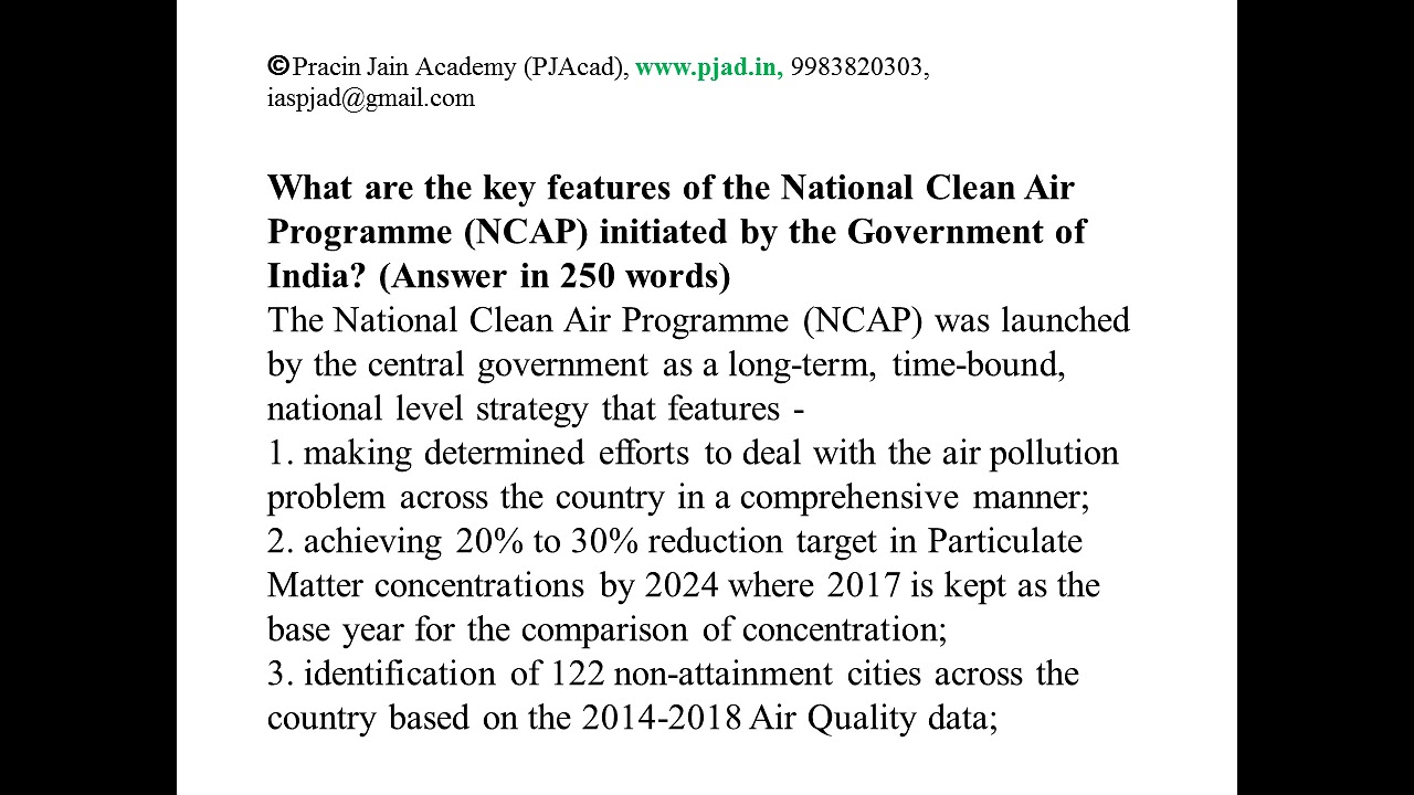 What are the key features of the National Clean Air Programme NCAP ...