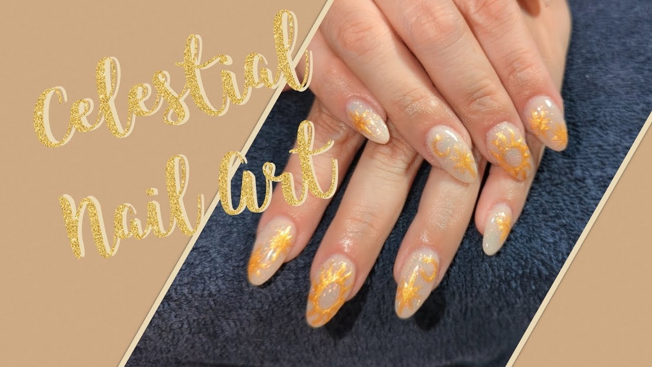 WATCH ME WORK: Minimalistic Celestial Nail Art | Acrylic Full Set ...