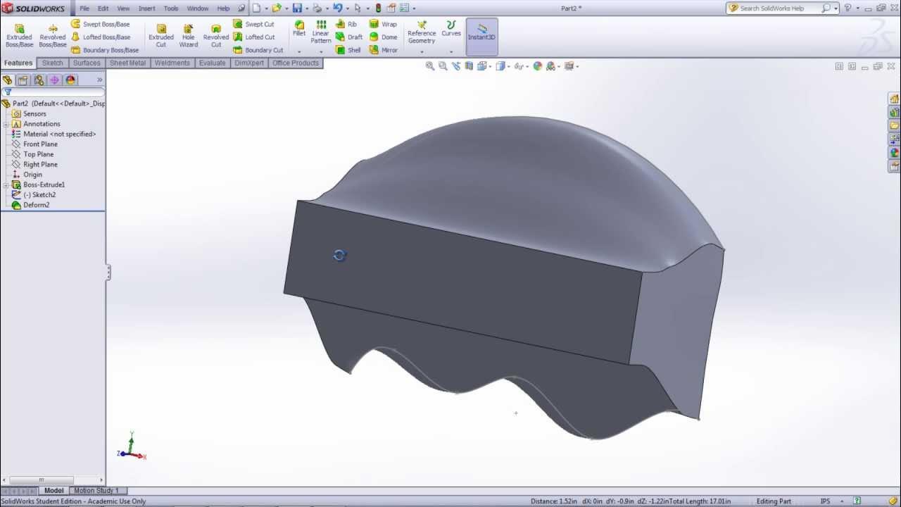 SolidWorks Deform Feature - Curve to Curve Deform - YouTube