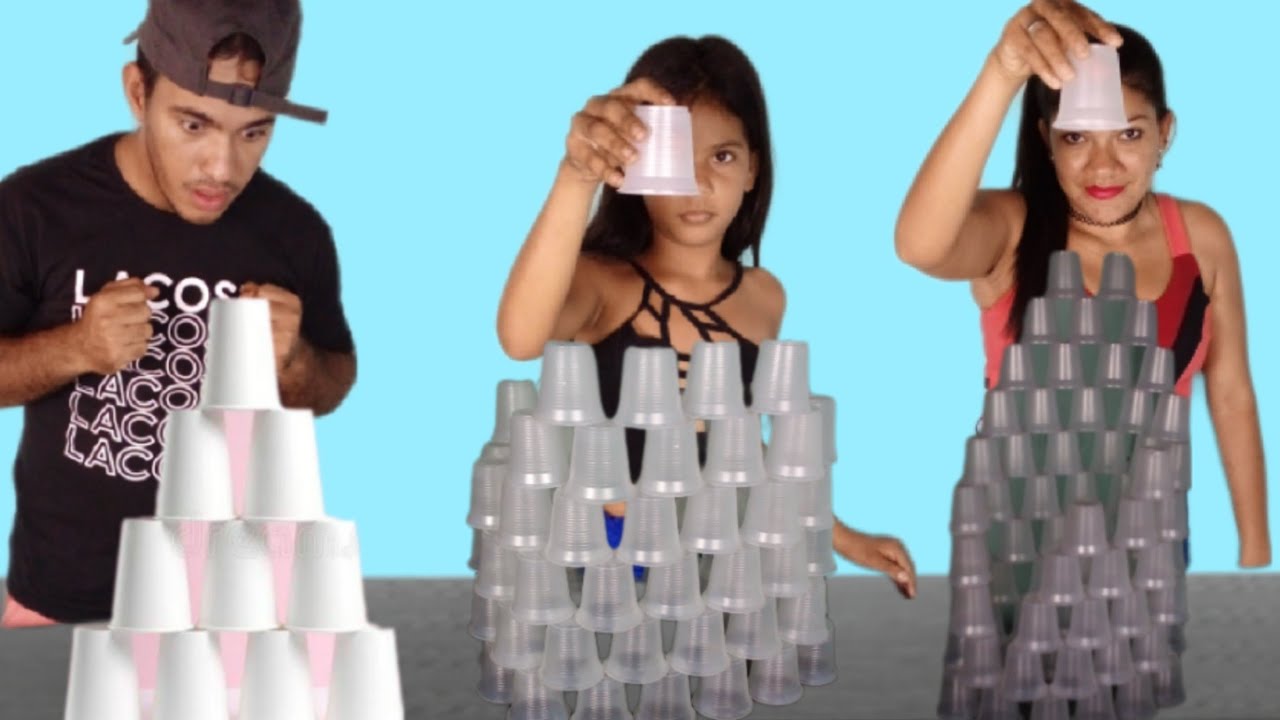 Quem faz a torre de copos mais rápido *Desafio* - YouTube