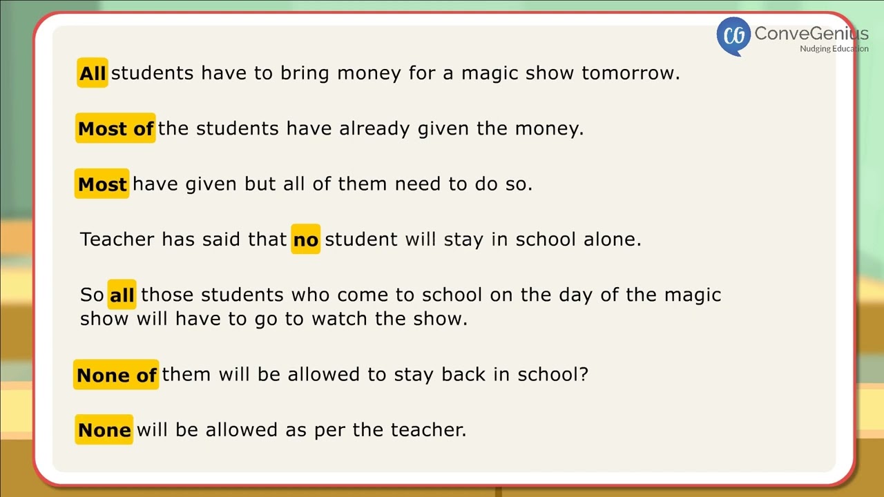 All, all of most, most of no, none of etc - YouTube