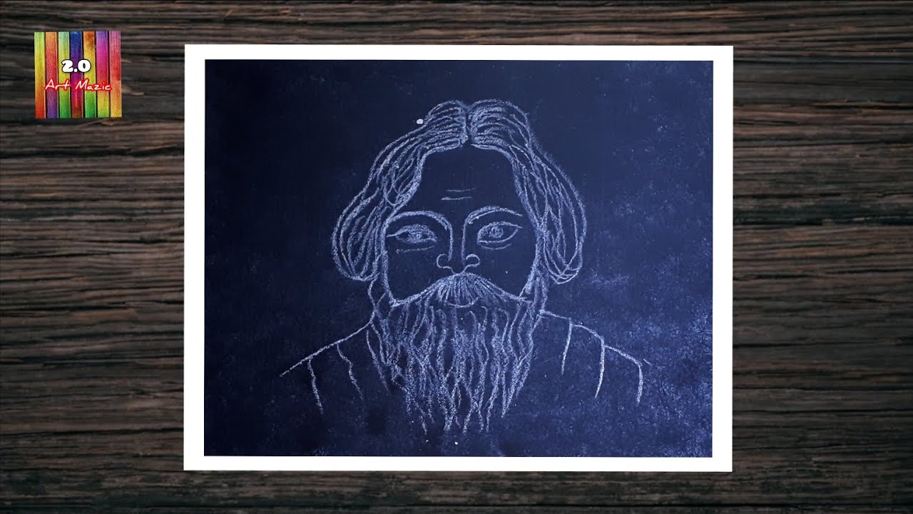 Rabindranath Tagore Drawing Step by Step / Rabindranath Tagore Drawing ...