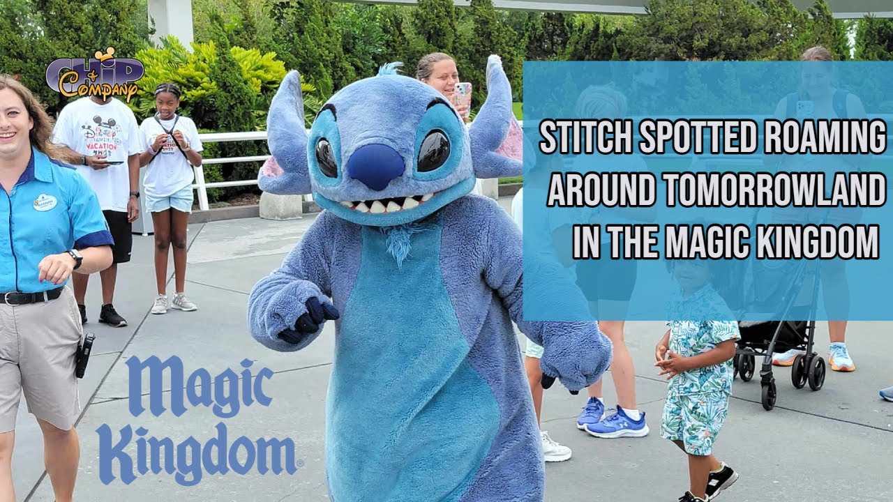 Stitch Walking Around Tomorrowland at Disney's Magic Kingdom - YouTube