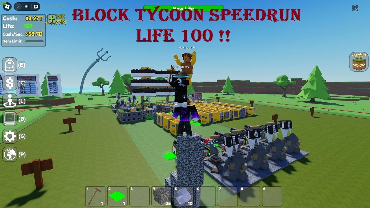Roblox, Block Tycoon Speedrun Life 100 !! #roblox #robloxedit - YouTube