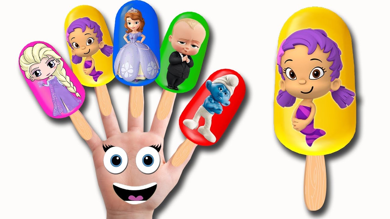 Colors Learn Frozen Elsa Bubble Guppies Boss Baby Smurfs Ice Cream ...