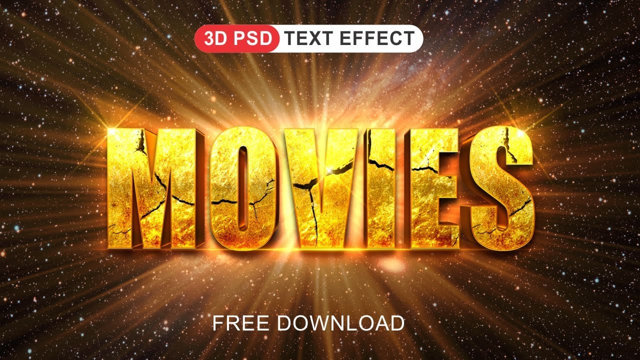 How to make 3D Movie Text Effect | Graphics Design | Free Download ...
