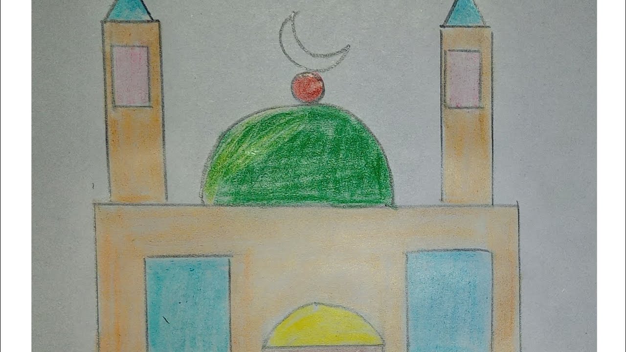 how to draw mosque|how to draw masjid|easy mosque drawing for kids ...