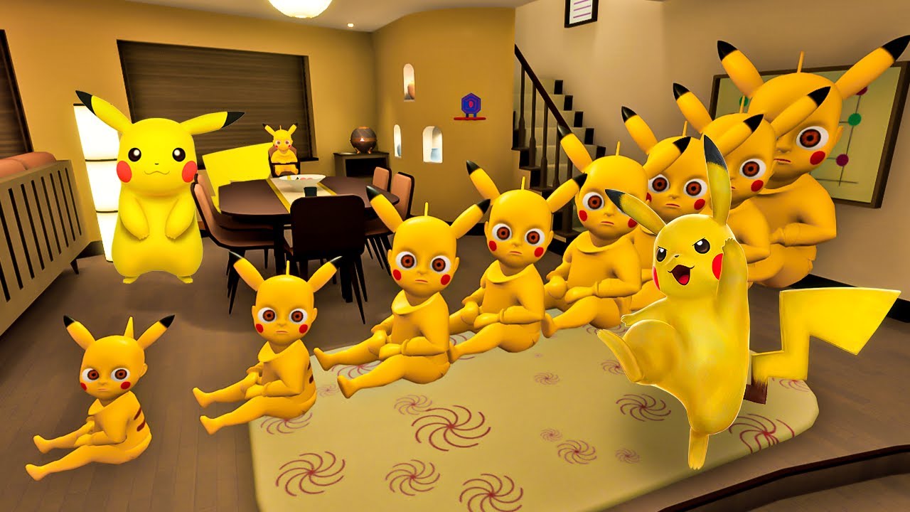 Big & Small Pikachu The Baby In Yellow VS Robot Pikachu | Horror Game ...