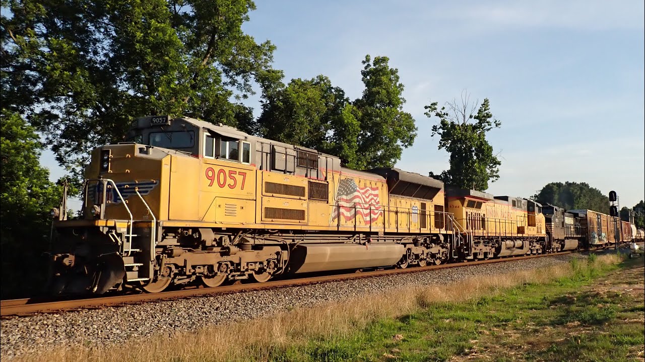 UP SD70AH 9057 Leads 170 car long 238 W/Military and Doug S&HC - YouTube