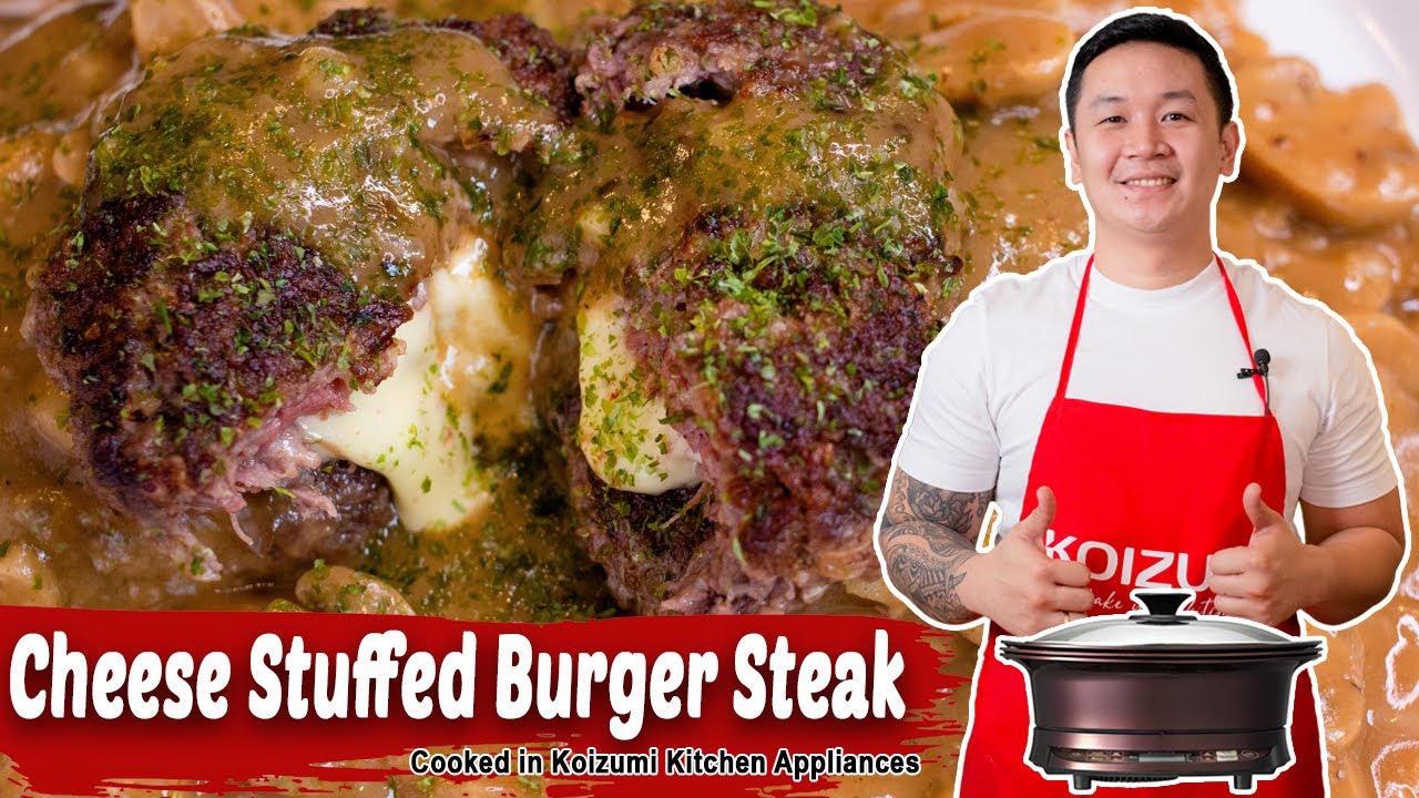 CHEESE STUFFED BURGER STEAK - YouTube