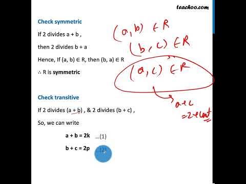 Class 12 - Check whether relation R in set Z of integers defined as R = (a, b) - Teachoo - YouTube