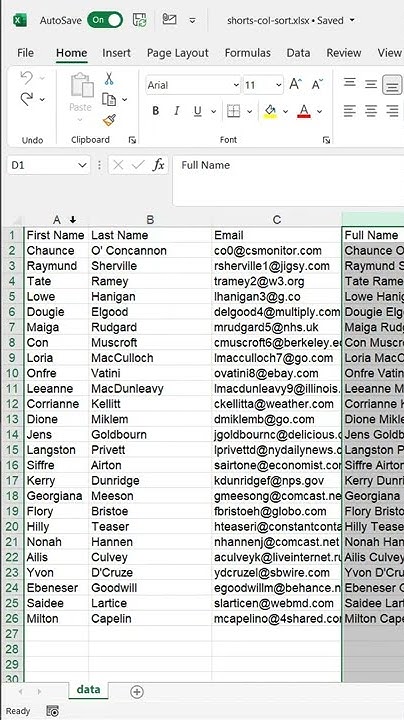 Sort Columns Left to Right - Excel #Shorts - YouTube