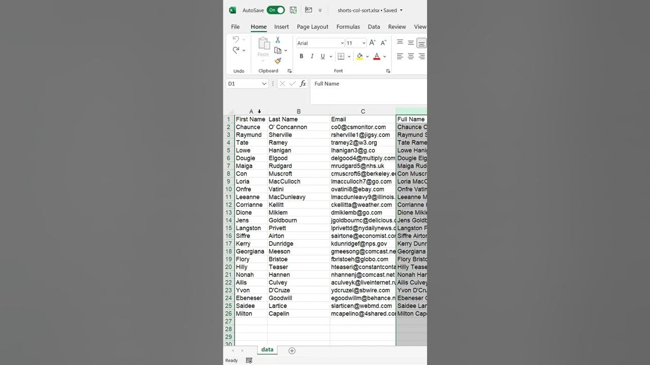 Sort Columns Left to Right - Excel #Shorts - YouTube