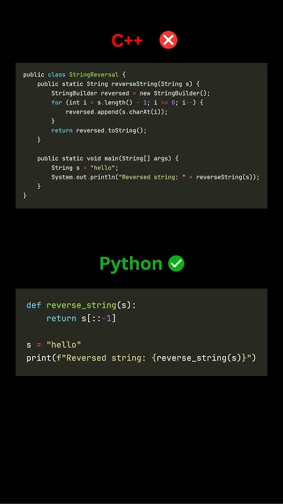 Java vs Python: String Reversal #SmallAlgorithmComparison - YouTube