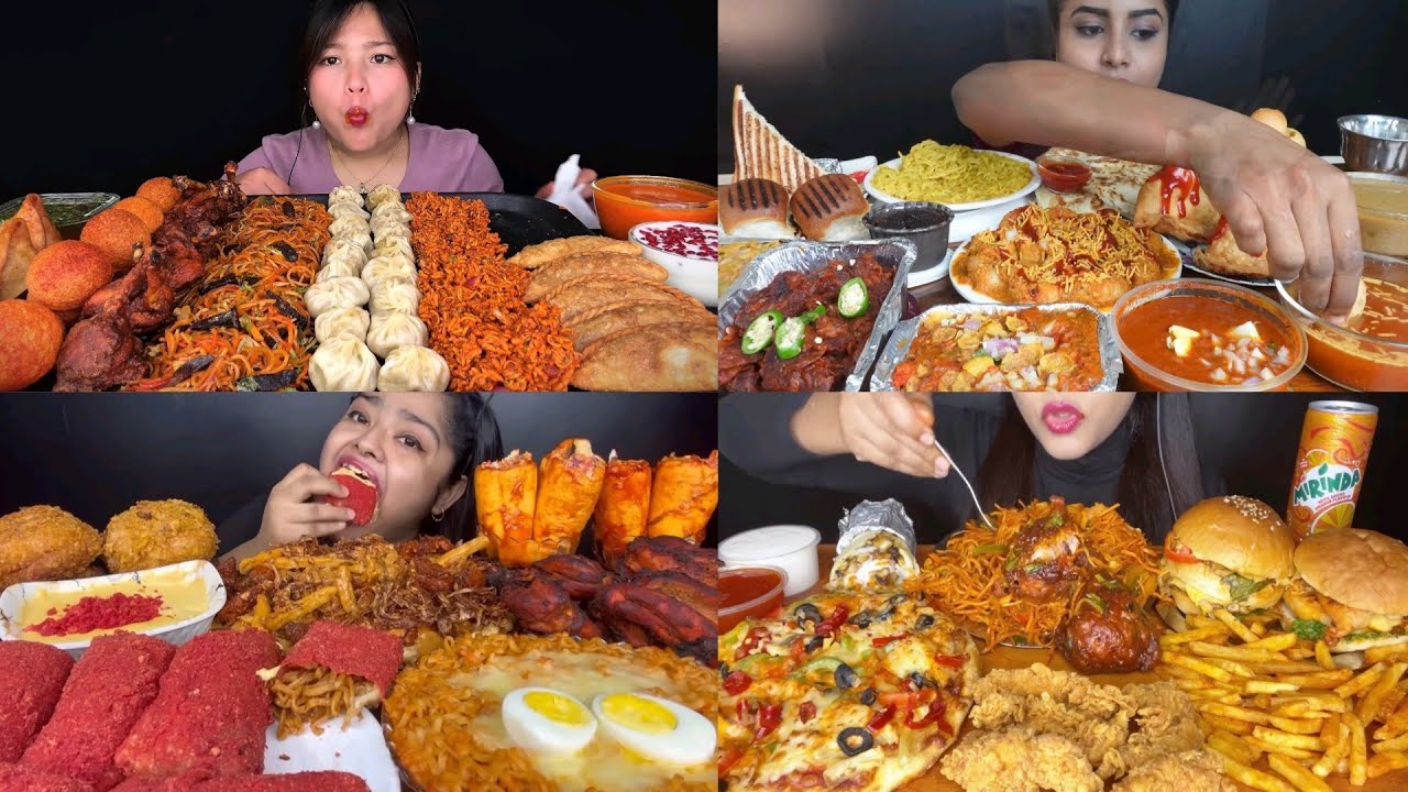 EATING FAST FOOD CHOWMEIN BBQ CHICKEN LEG PIECE CHEESE CHEETOS STREET ...