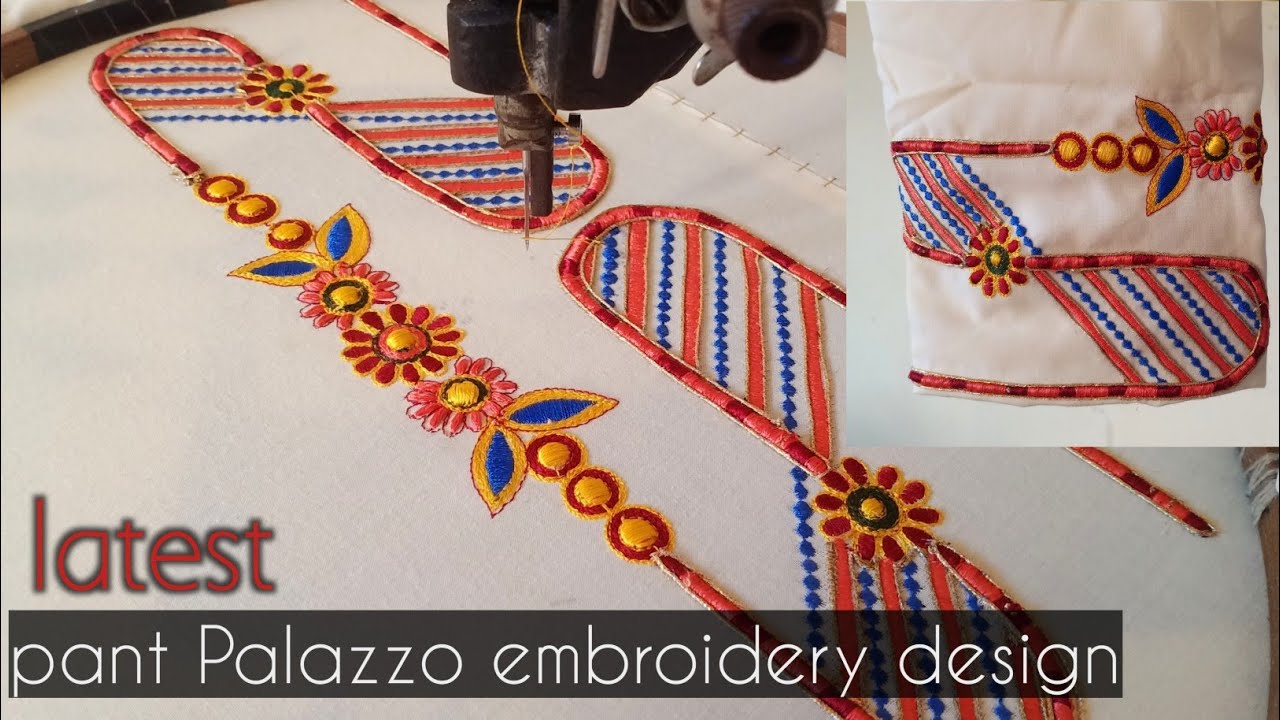Palazzo pant embroidery design ! latest palazzo design !! - YouTube