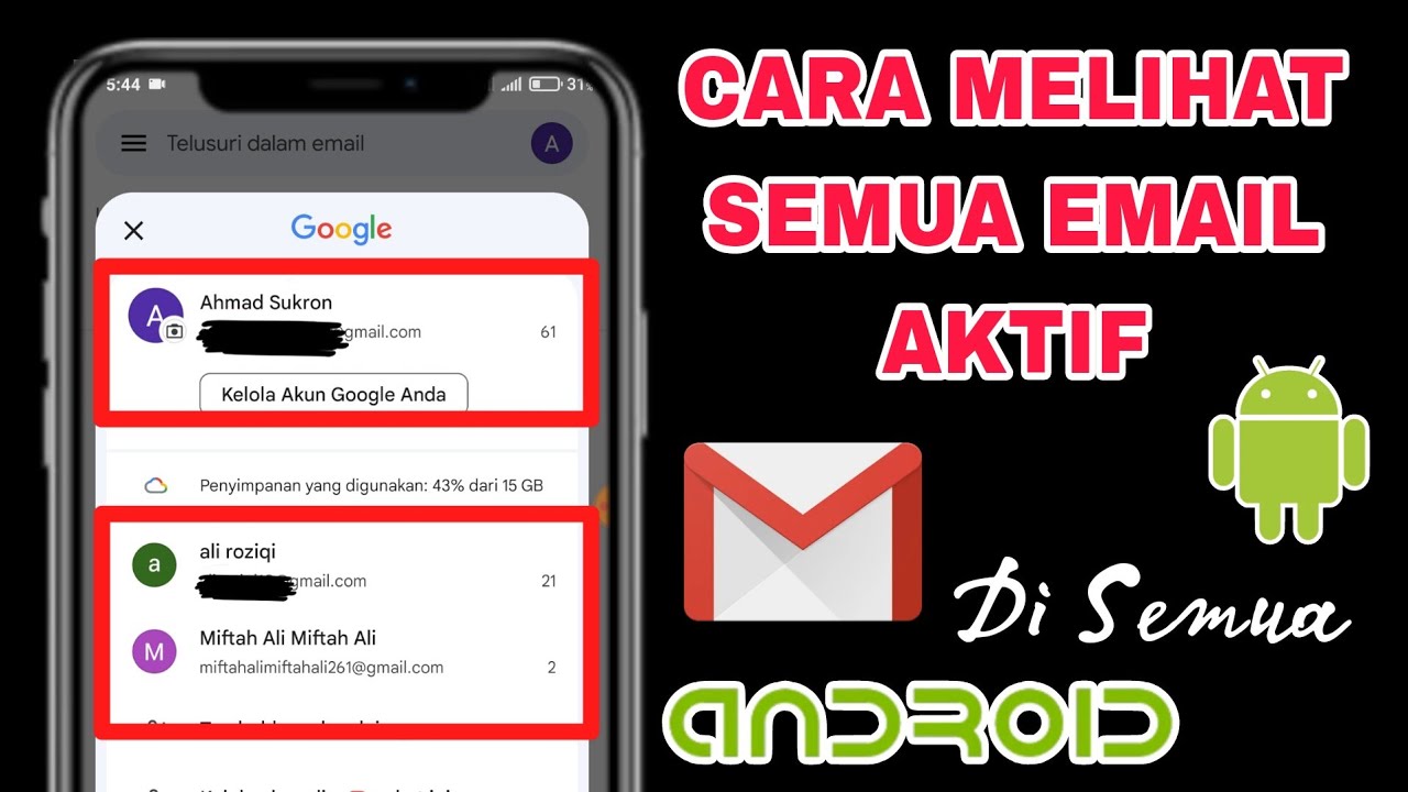 Cara Melihat Semua Email Aktif Di Hp Android Terbaru 2023 - YouTube