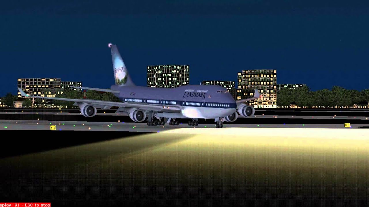 FS2004 747 Night Landing at Moscow - YouTube