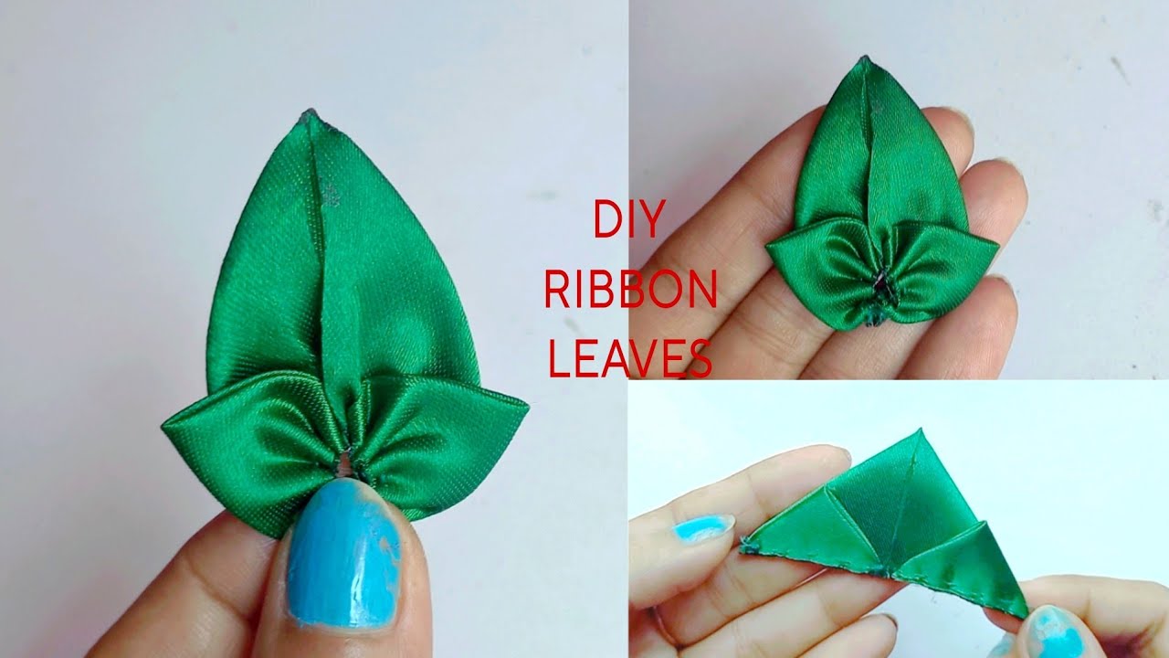 DIY : How to Make Ribbon Leaves | Satin Ribbon Leaves Making | DIY ...