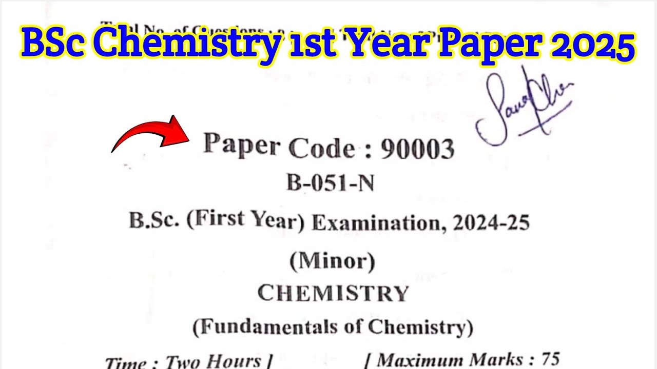 BSc Chemistry 1st Year Question Paper 2025 | BSc 1st Year Fundamental ...