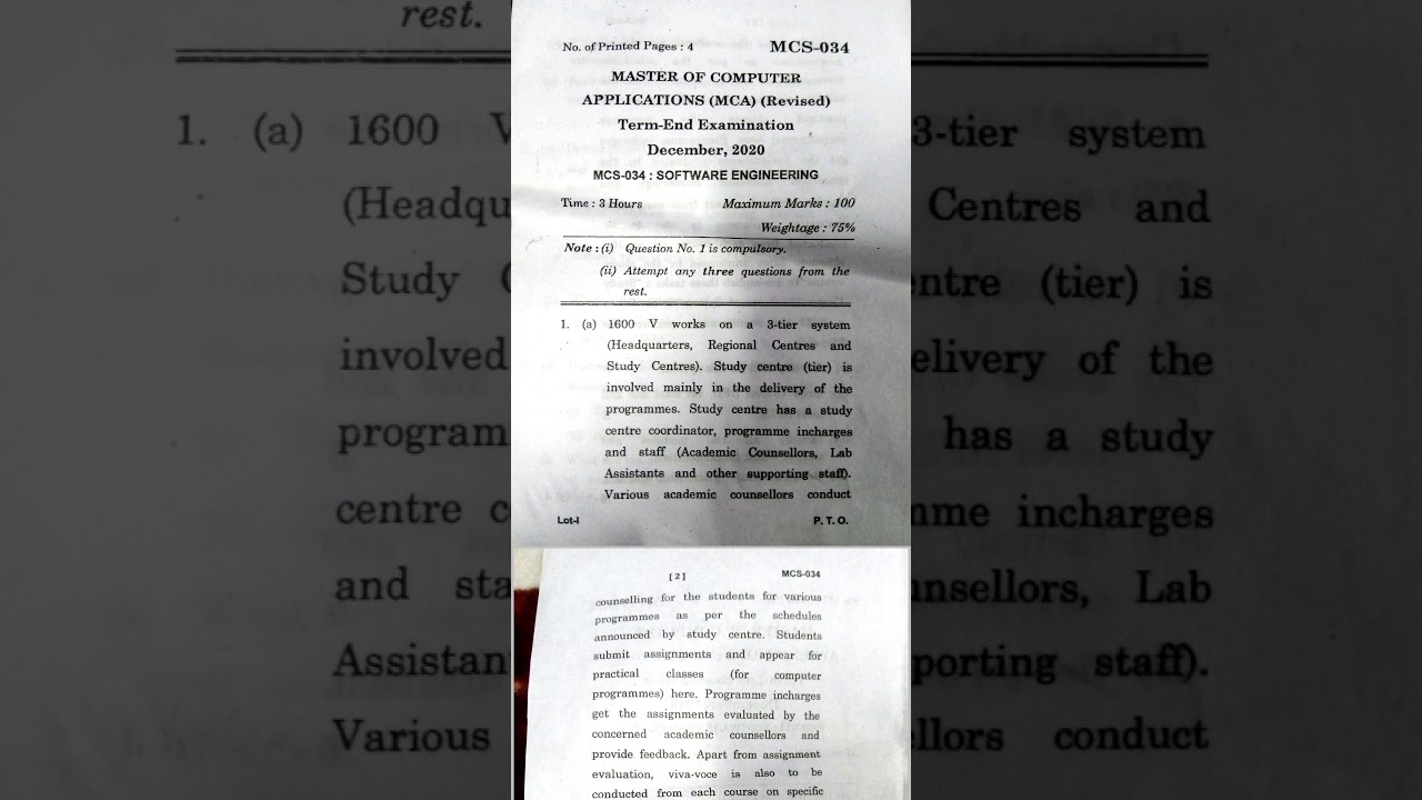 IGNOU BCA/MCA MCS-034| Software Engineering Feb 2021 /Dec 2020 ...