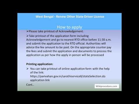 West Bengal - Renew Other State Driver License