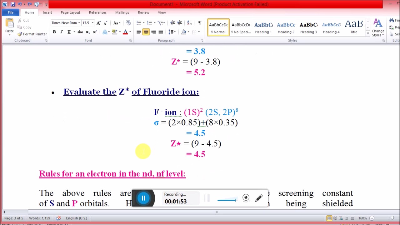 Slater's Rule for the Calculation of Screening Constant - YouTube