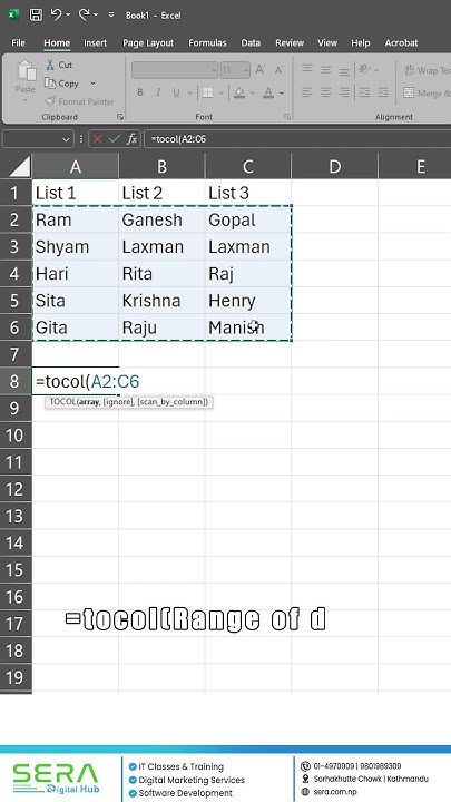 How to arrange different list in a column in excel? - YouTube