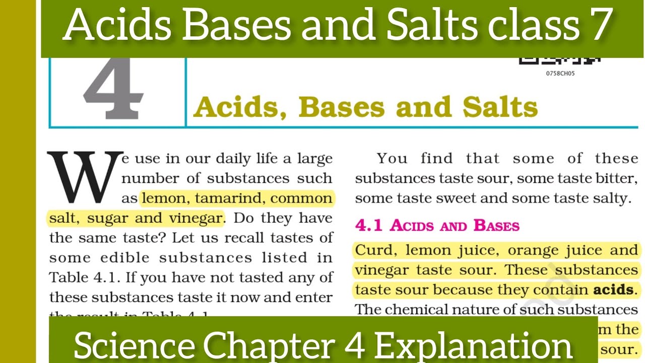 Acids Bases and Salts class 7 Chapter 4 Science Explanation - YouTube