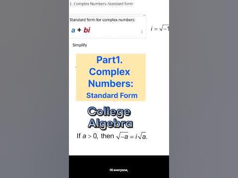 Complex Numbers: Standard form, College Algebra #Shorts #algebra - YouTube