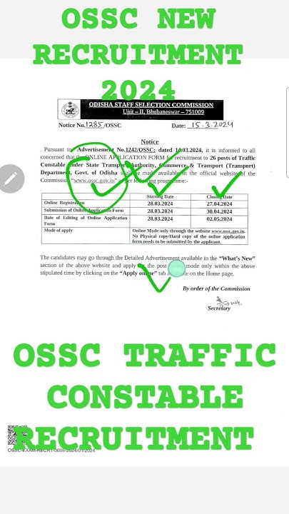 OSSC NEW RECRUITMENT 2024 | #osscrecruitment2024 #ossc #OSSC_TRAFFIC_CONSTABLE - YouTube
