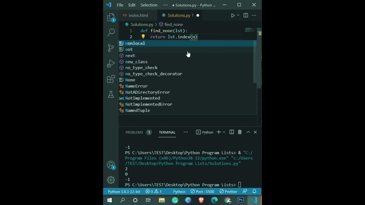 #shorts #Programming #coading #python finding index in a list writing a python function - YouTube