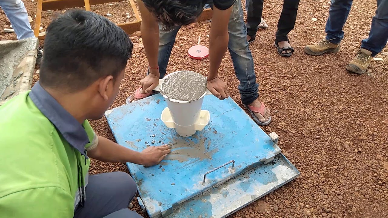 SLUM CONE TEST FOR FREE FLOW CONCRETE / CONCRETE/ SITE TEST - YouTube